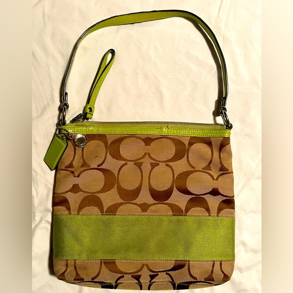 Coach | Bags | Coach Signature Stripe Convertible Shoulder Bag Canvas ...